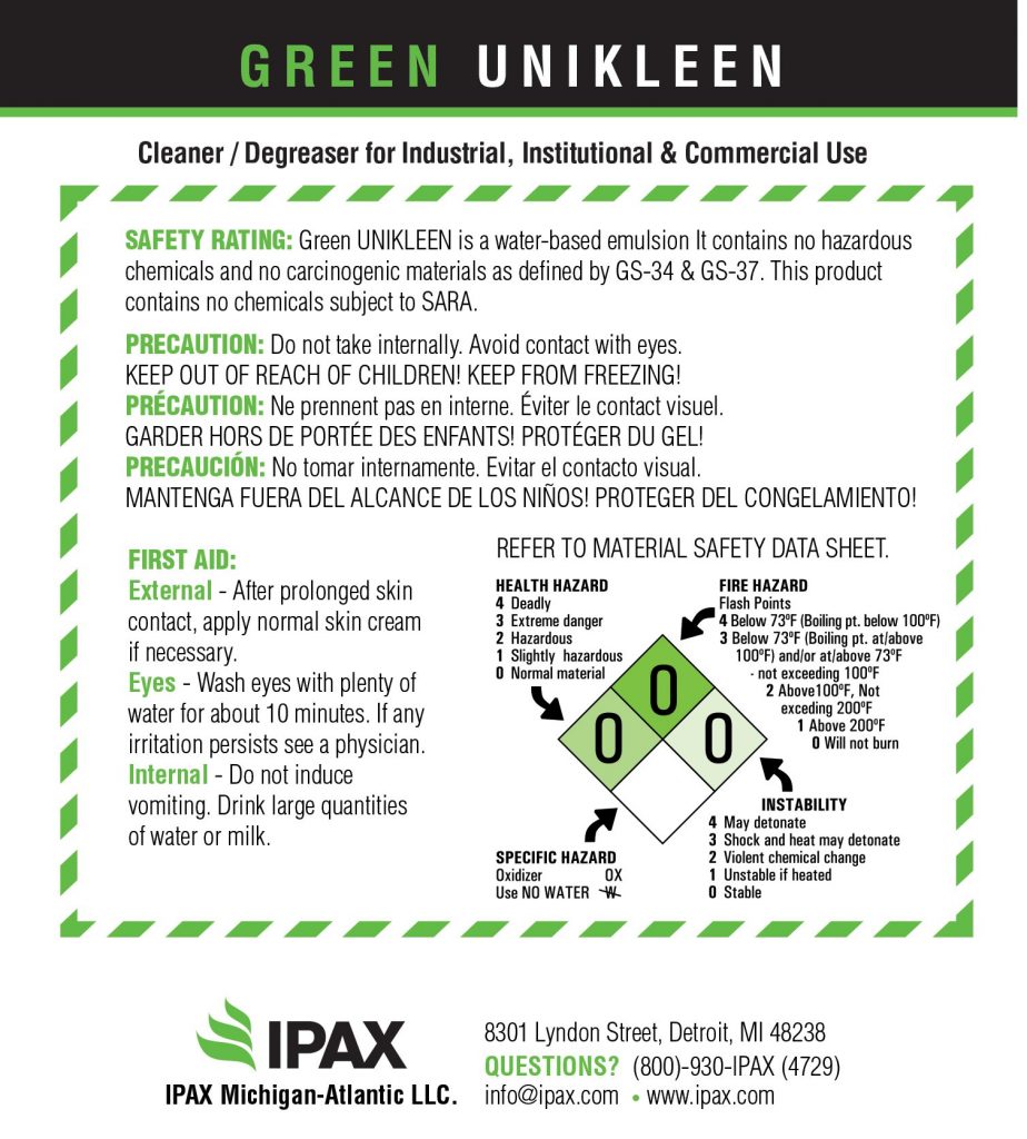 Green Unikleen - Concentrated All Purpose Cleaner Degreaser - IPAX